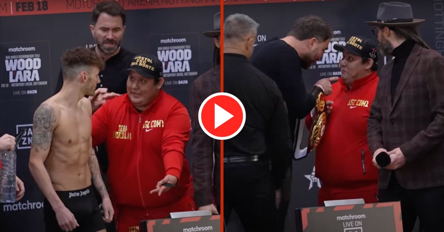 Eddie Hearn Confronts Lara's Trainer At Heated Weigh In: 'Don't Ever Touch'